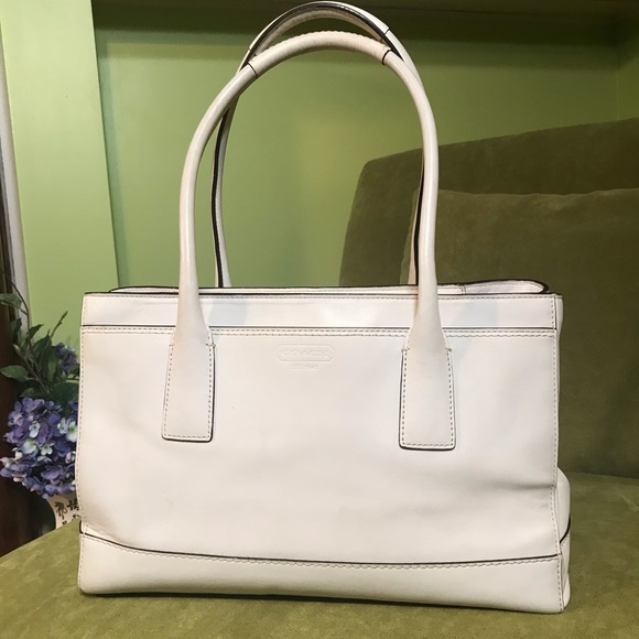 Coach | Bags | Coach Madeline Hampton Chalk White Leather Bag | Poshmark